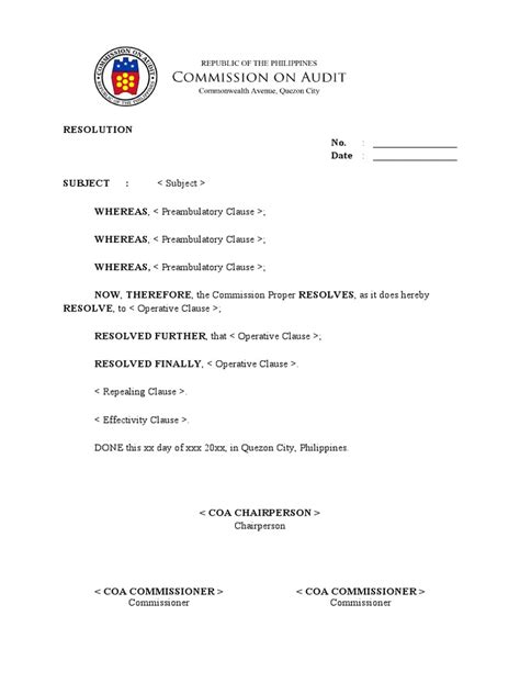 11 Template Coa Resolution Pdf