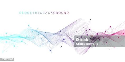 연결된 선과 점 웨이브 흐름과 숫자 추상적 인 배경 디지털 신경망 프레젠테이션을 위한 네트워크 및 연결 배경입니다 그래픽 다각형 배경입니다 벡터 그림입니다 웹사이트 와이어