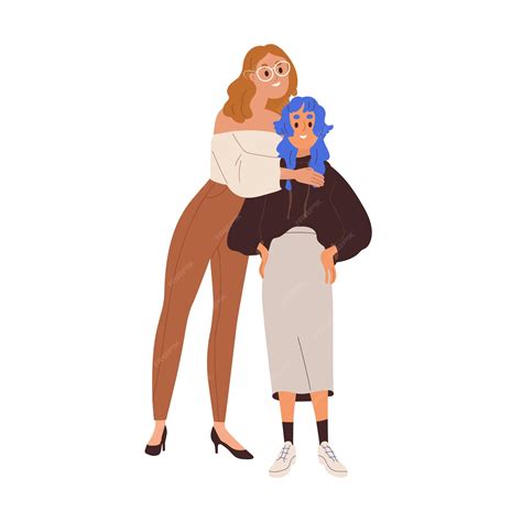 Premium Vector Women Of Different Height Standing Together Tall And Short Small Girls Friends