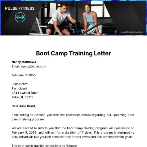 Free Boot Camp Training Letter Template To Edit Online
