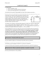 Exploring DC Circuits Capacitor Behavior Experiments Course Hero