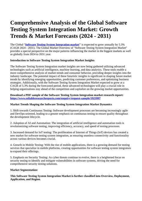 Reportprime Comprehensive Analysis Of The Global Software Testing