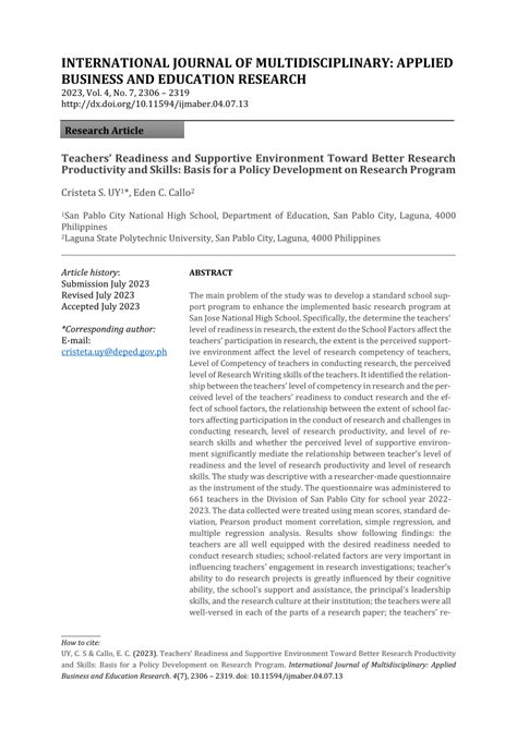 Pdf Teachers Readiness And Supportive Environment Toward Better