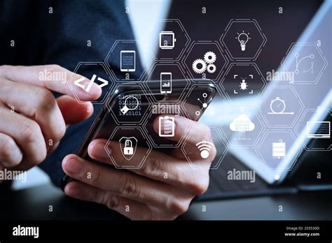 Coding Software Developer Work With Augmented Reality Dashboard