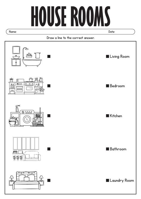 Rooms In A House Worksheet Parts Of The House Worksheet Parts Of A