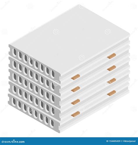 Precast Concrete Solid Block Isometric View Isolated On White Background Stock Illustration
