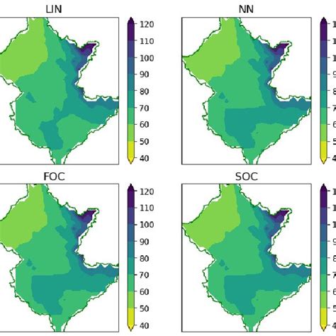 comparison of the spatial variations of root mean squared error rmse