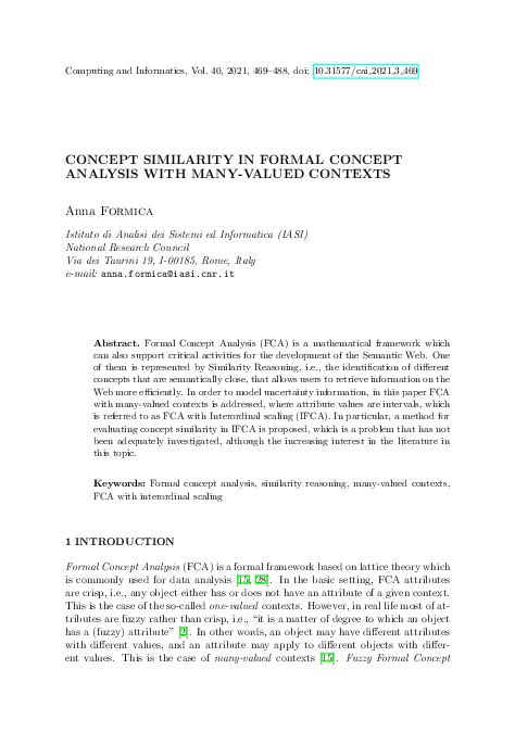 Concept Similarity In Formal Concept Analysis With Many Valued Contexts