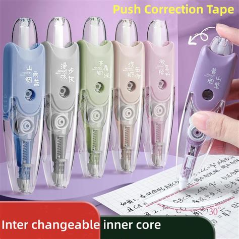 6m Correction Tape Retractable Refillable Press Type Push Correction