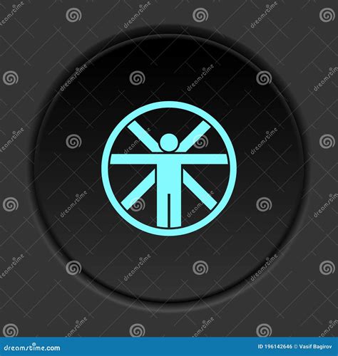 Round Button Icon Vitruvian Man Button Banner Round Badge Interface For Application