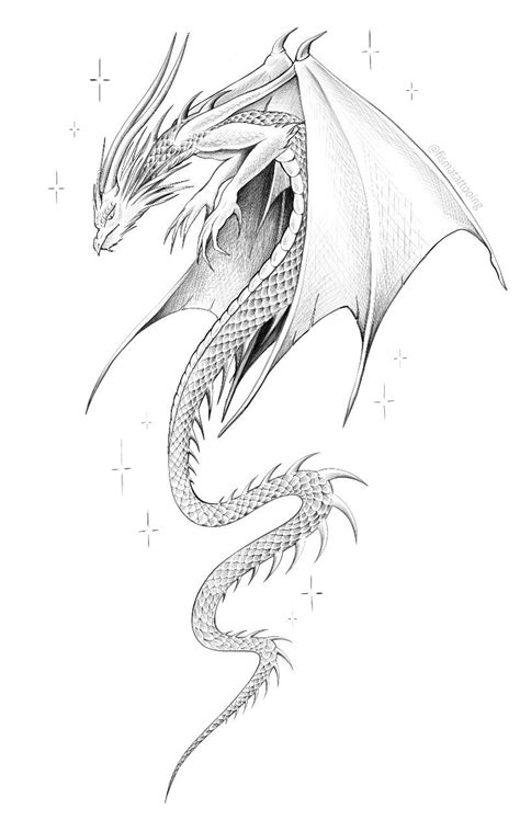 Карандашная иллюстрация дракона