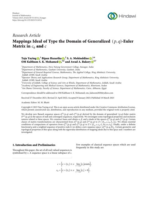 Pdf Mappings Ideal Of Type The Domain Of Generalized Euler Matrix In C0 And C