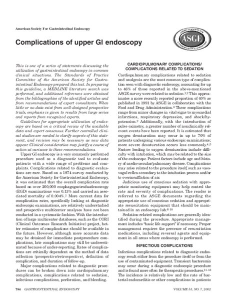 Pdf Asge Complications Of Upper Gi Endoscopy