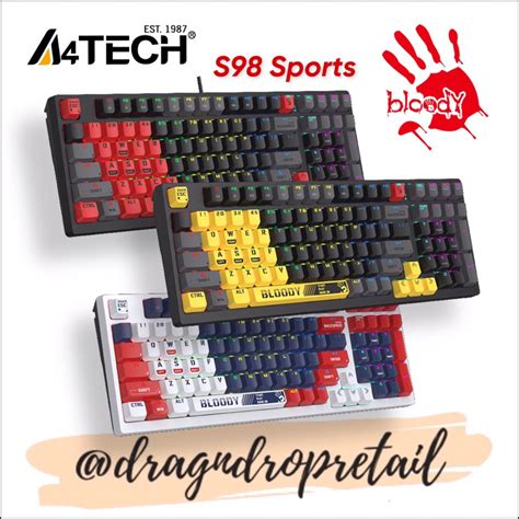A4TECH BLOODY S98 Sports RGB Mechanical Gaming Keyboard Hot Swappable Quiet Typing Red Switch