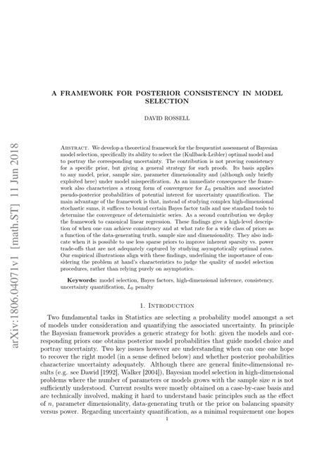 pdf a framework for posterior consistency in model selection