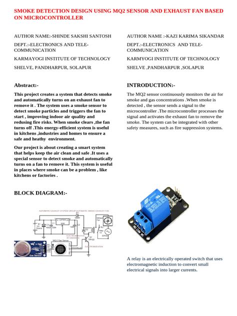 smoke detection design using mq2 sensor and exhaust fan based on