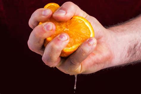 Male Hand Squeezing Orange. Stock Photo - Image of squeeze, male: 52843108
