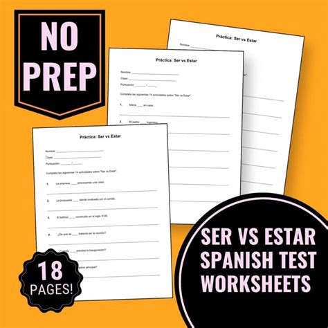 Ser Vs Estar Spanish Worksheets Quiz With Answer Key And Explanations