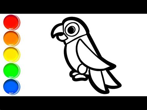 اموزش نقاشی و رنگ امیزی به کودکان با موضوع طوطی در جنگل ویدانه