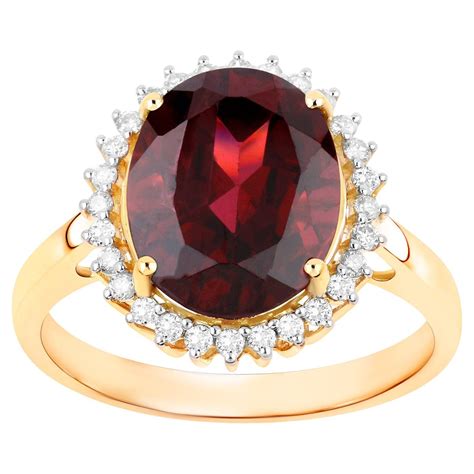 Rhodolite Ring Diamond Halo 418 Carats 14k Yellow Gold For Sale At 1stdibs