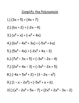 Simplifying Polynomials By Tiffany Shastal Teachers Pay Teachers