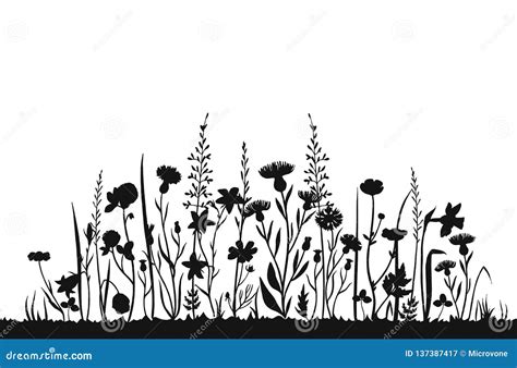 Wild Grass Vector Silhouette On Green 149068918