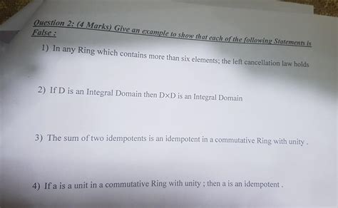 Solved Question 2 4 Marks Give An Example To Show That