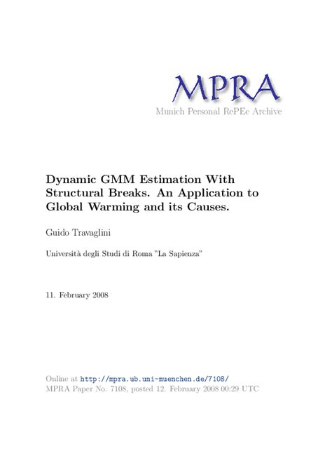 Pdf Dynamic Gmm Estimation With Structural Breaks An Application To