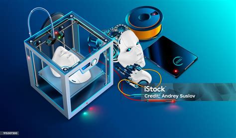 3d 인쇄 워크샵입니다 3d 프린터 인쇄 로봇 머리 로봇 부품 첨가제 기술로 제조입니다 3d 인쇄 장비 플라스틱 필 라 멘 트 그리고 엔지니어링 및 프로토 타입 산업에 사용