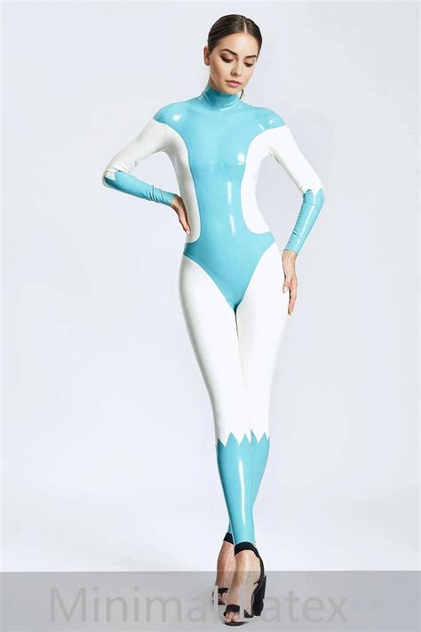 Blue Arrow Catsuit Minimal Latex