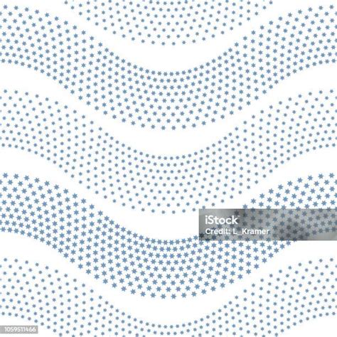 벡터 작은 육각 별에서 추상 원활한 물결 패턴입니다 수평 푸른 파도 흰색 바탕에 아트 데코 장식 새 해 크리스마스 휴가 벽지 포장지 직물 인쇄 벡터에 대한 스톡 벡터 아트