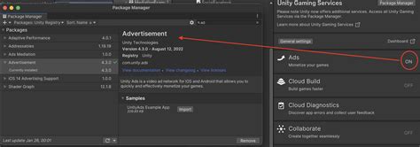 advertisement does not exist in current context unity services