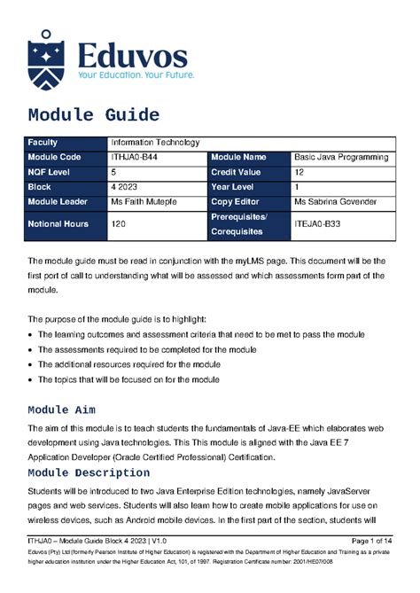 Ithja 0 B44 Module Guide B4 2023 V1 Ithja0 Module Guide Block 4