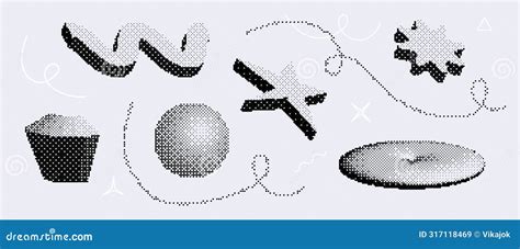 Bitmap Pixelated Shape Set Dither Halftone Geometric Object Collection