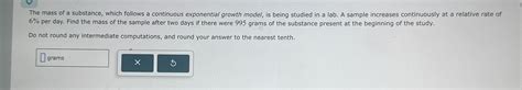 Solved The Mass Of A Substance Which Follows A Continuous
