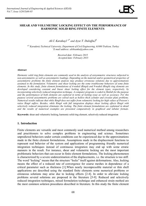 Pdf Shear And Volumetric Locking Effect On The Performance Of