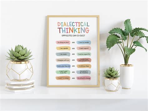 Dialectical Thinking Poster Therapy Office Decor Calming Down Corner