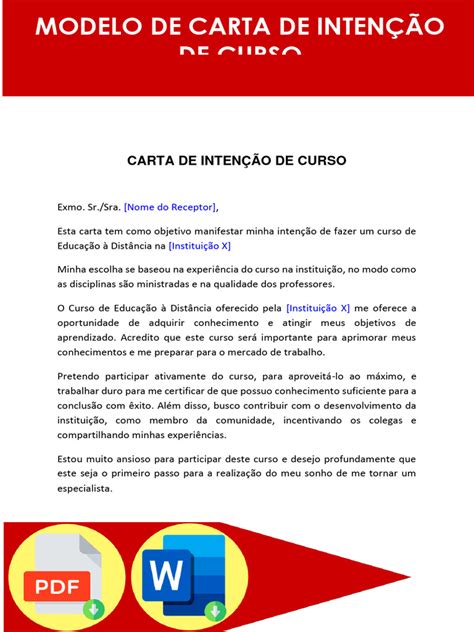 Modelo De Carta De Intencao De Curso Pdf