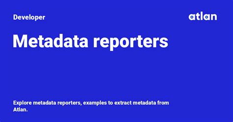 Metadata Reporters Developer