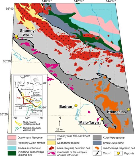 Geology Of The Central Part Of The Verkhoyansk Kolyma Orogen With Main