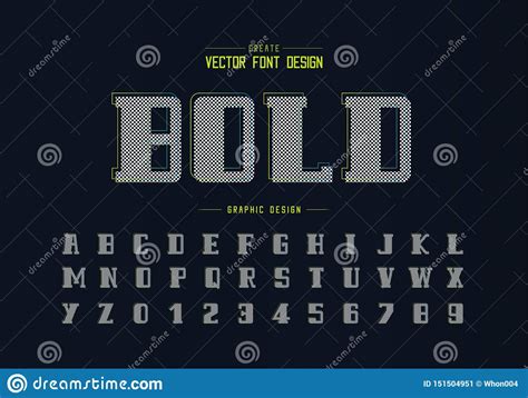 Pixel Bold Font And Alphabet Vector Script And Number Design Graphic Text On Background Stock