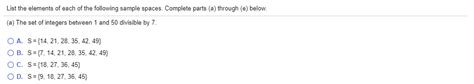 Solved List The Elements Of Each Of The Following Sample Chegg