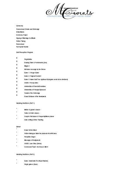 Wedding Reception Program Pdf Wedding Social Institutions