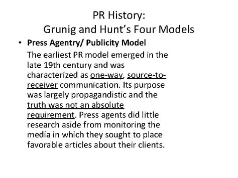 Pr History Grunig And Hunts Four Models Four