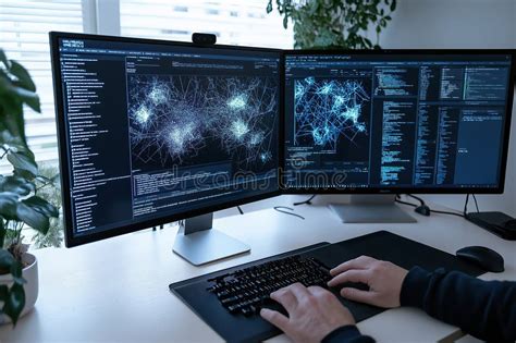 Programmer Analyzing Complex Network Data And Algorithms On Dual