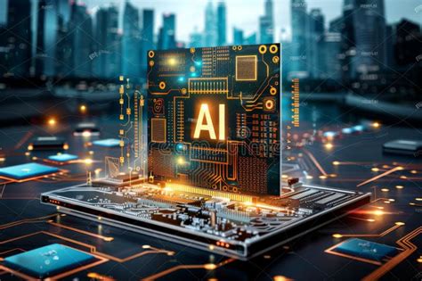 Ai Circuit Board In A Futuristic Data Center Illustrating The Integration Of Artificial
