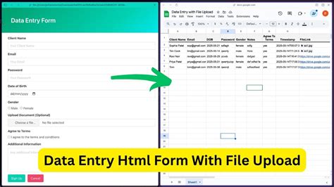 Data Entry With File Upload Appsscript Htmlform Youtube