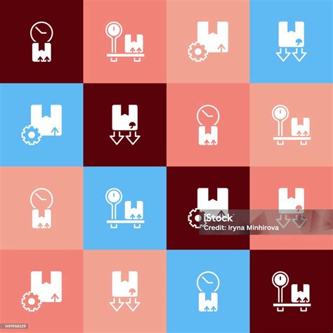 시계 스케일 판지 기어 패키지 및 교통 기호 아이콘이 있는 팝 아트 골판지 상자를 설정합니다 벡터 고풍스런에 대한 스톡 벡터