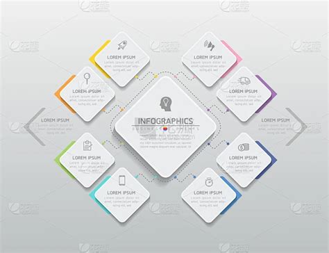 用于信息图的矢量元素表示和图表步骤或流程选项数工作流模板设计数字 素材 花瓣网