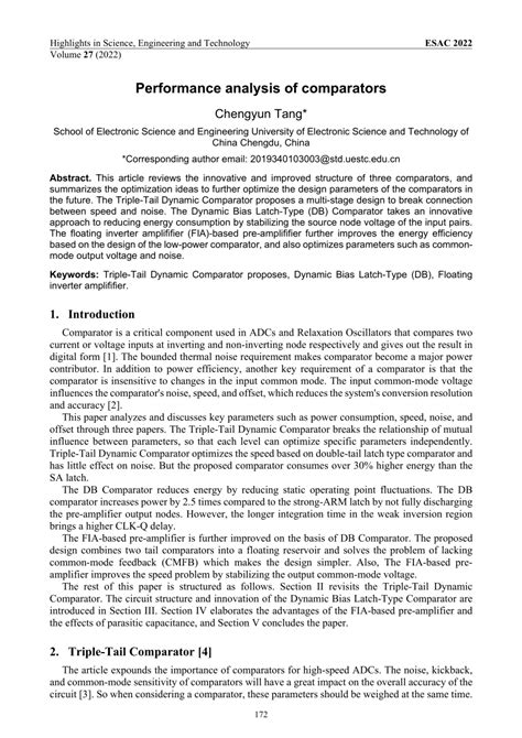 Pdf Performance Analysis Of Comparators